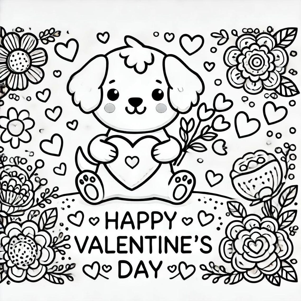 Coloring Pages Valentines Dag Animals - Etsy
