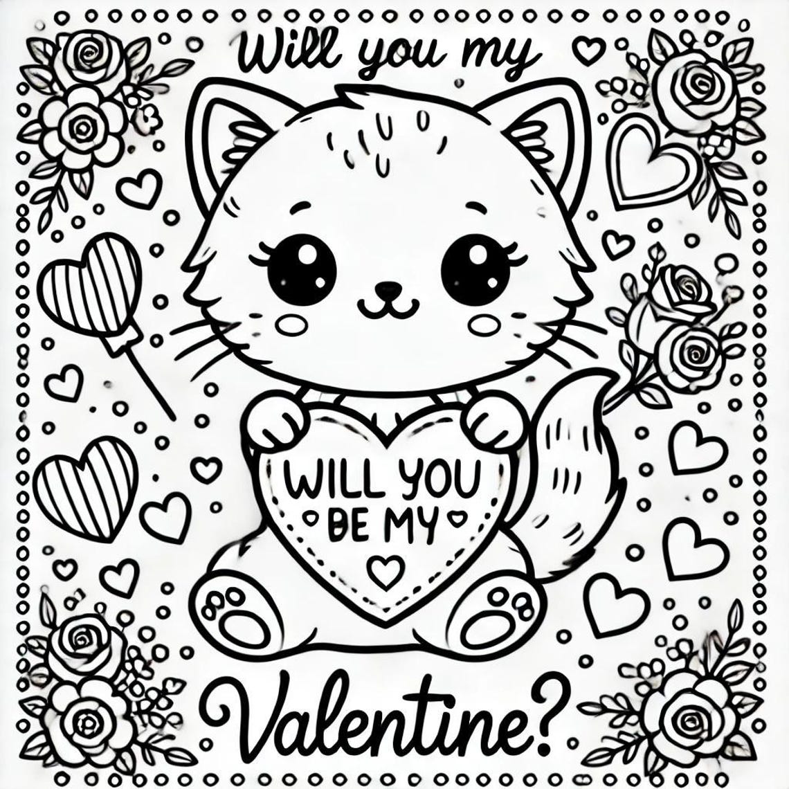 Coloring Pages Valentines Dag Animals - Etsy