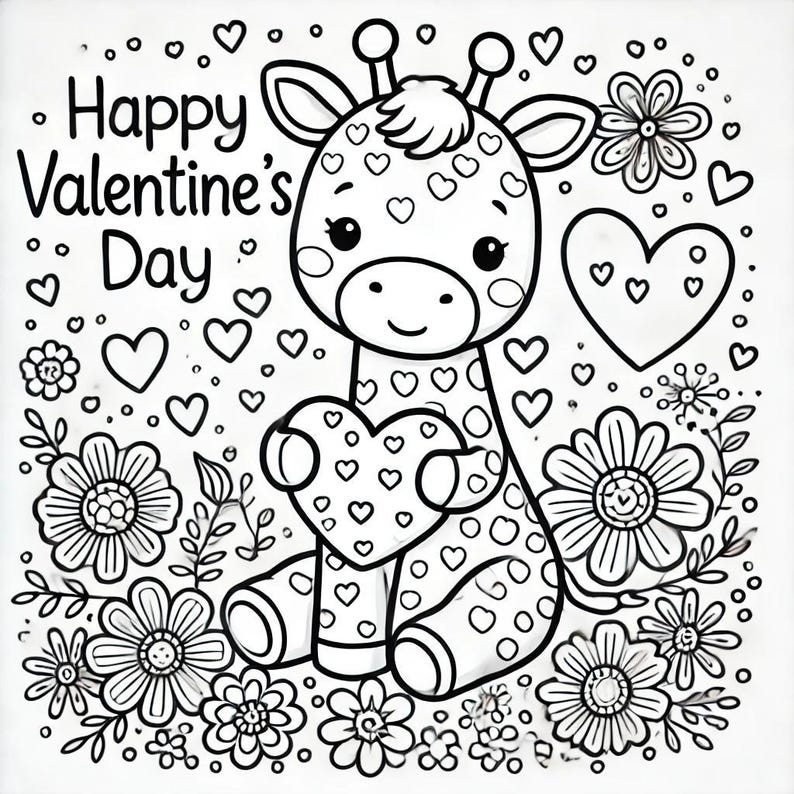 Coloring Pages Valentines Dag Animals - Etsy