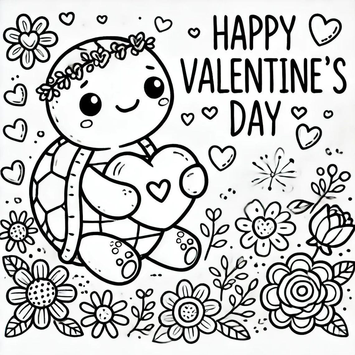 Coloring Pages Valentines Dag Animals - Etsy
