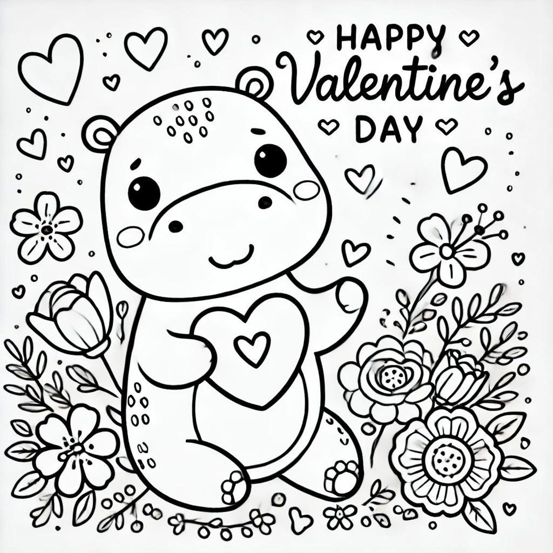 Coloring Pages Valentines Dag Animals - Etsy
