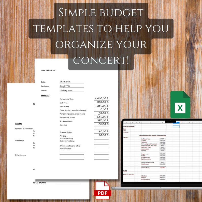 Simple Concert Budget Template for Recitals, Classical Concerts ...