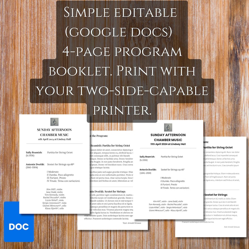 Editable & Printable 4 Page Program Booklet for Classical Concert. - Etsy