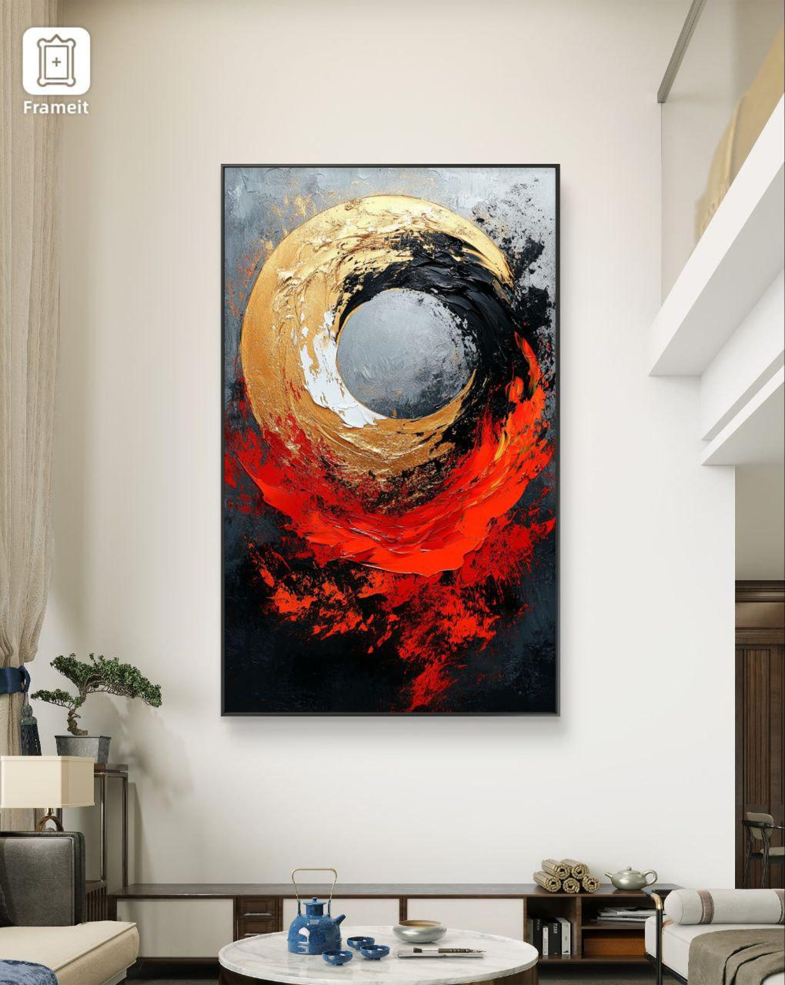 Golden, Red and Black Expression, Loft Style Design, Black Red and Gold ...