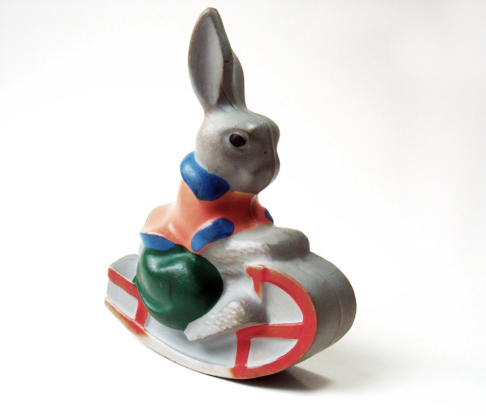 Vintage 1960s Bunny on Sled Squeaky Rubber Toy, Made in Soviet Union - Etsy