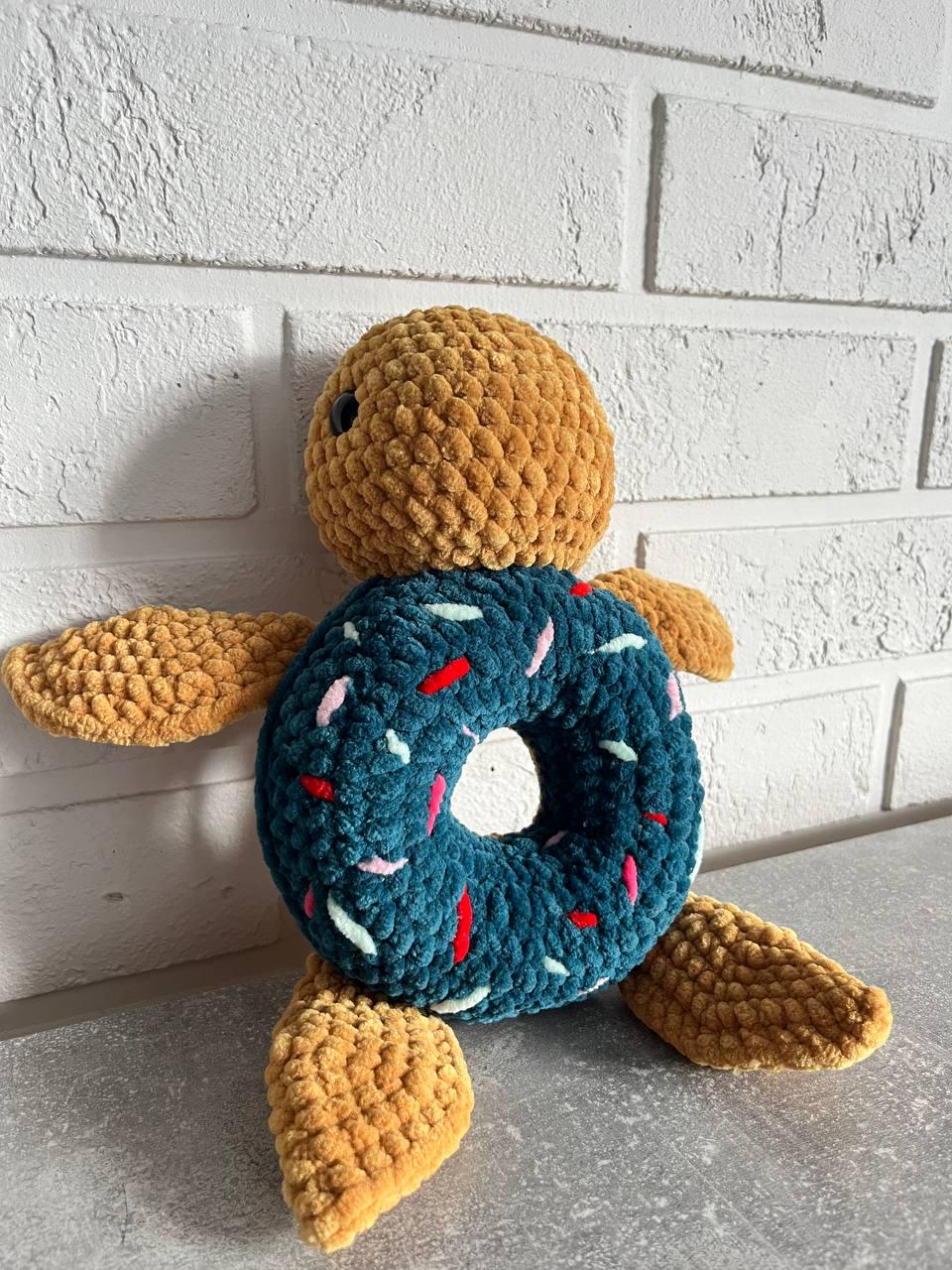 Crochet Donut Turtle Plush – Handmade Amigurumi Turtle Toy – Soft Stuffed Animal – Cute Kawaii ...