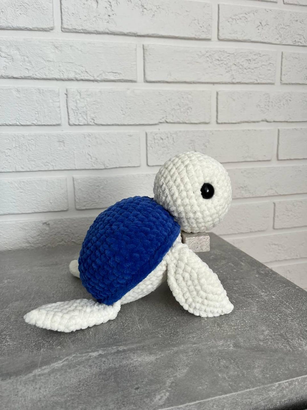 Crochet Turtle With Blue Shell - Plush Turtle - Crocheted Ocean Animal ...