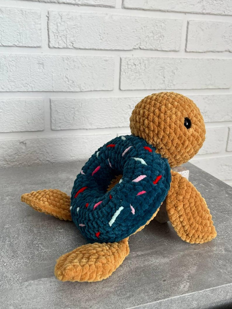 Crochet Donut Turtle Plush – Handmade Amigurumi Turtle Toy – Soft Stuffed Animal – Cute Kawaii ...