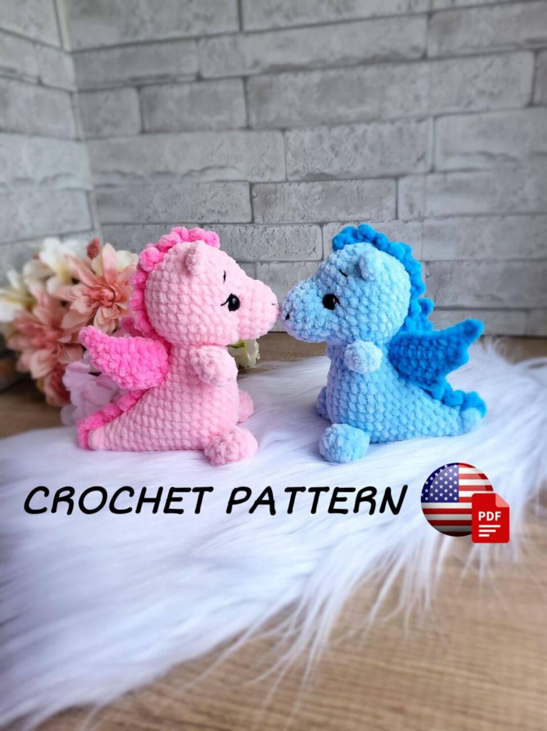 Crochet Pattern Baby Dragon , Amigurumi Dragon , Gift for Siblings ...