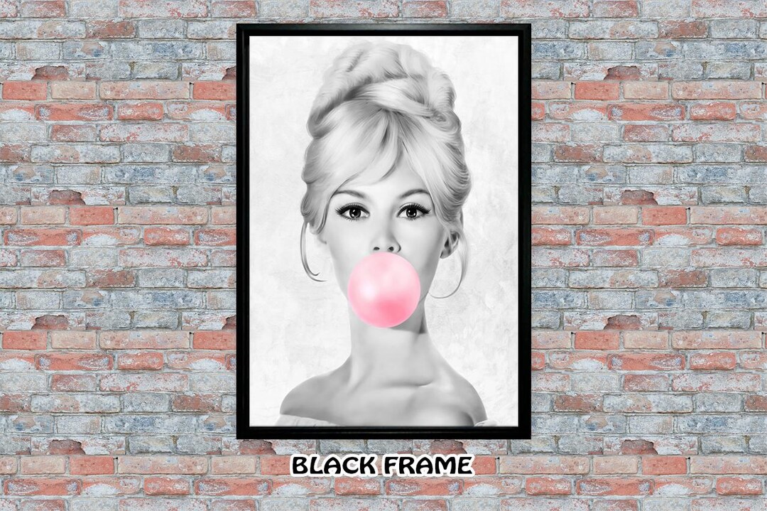 Brigitte Bardot Bubble Gum Wall Art Print,brigitte Bardot Poster, Woman Wall Decor,bubble Gum ...