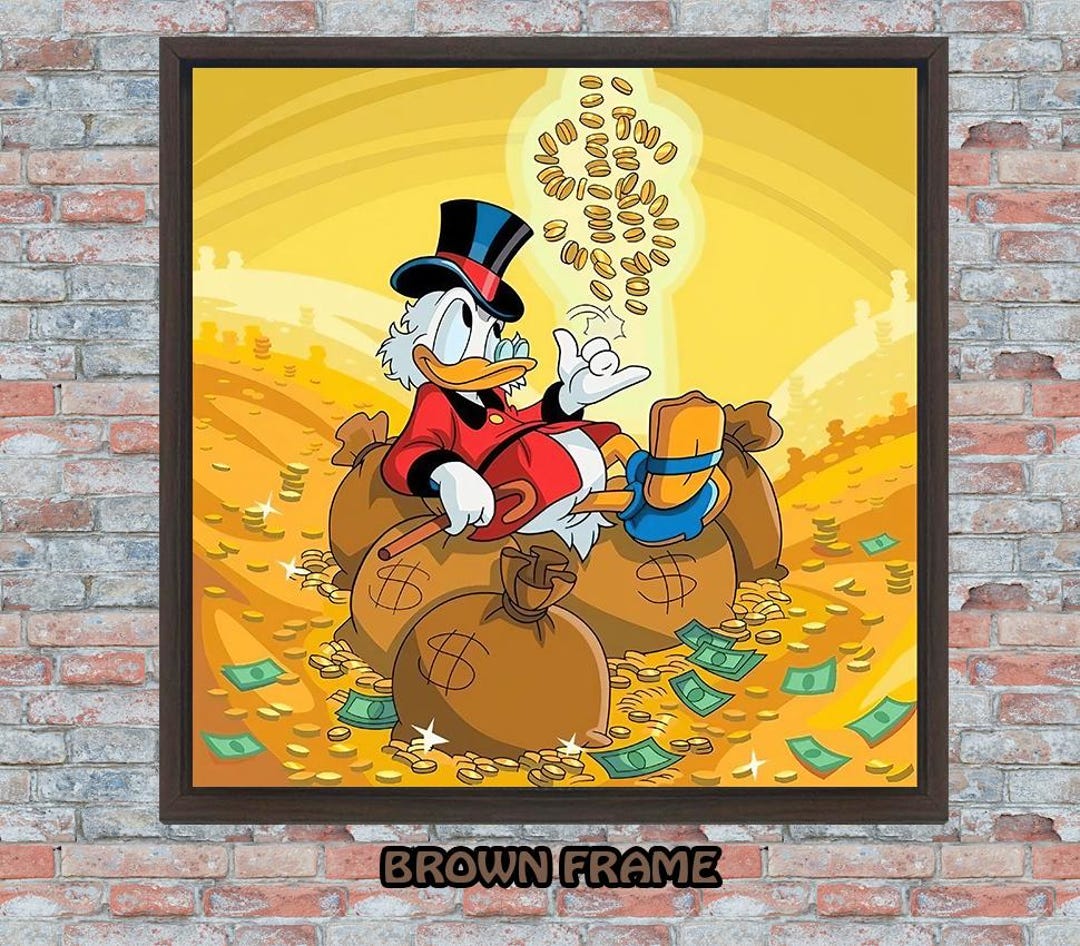 Donald Duck Canvas Painting, Duck and Dollar, Wall Art Canvas, Donald ...