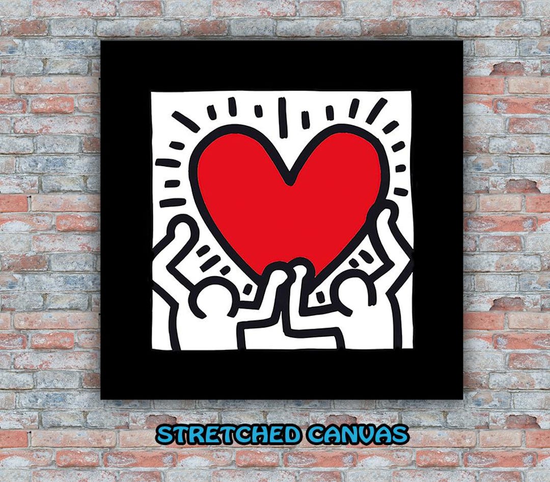 Keith Haring Red Heart Canvas,keith Haring Wall Decor,keith Haring ...