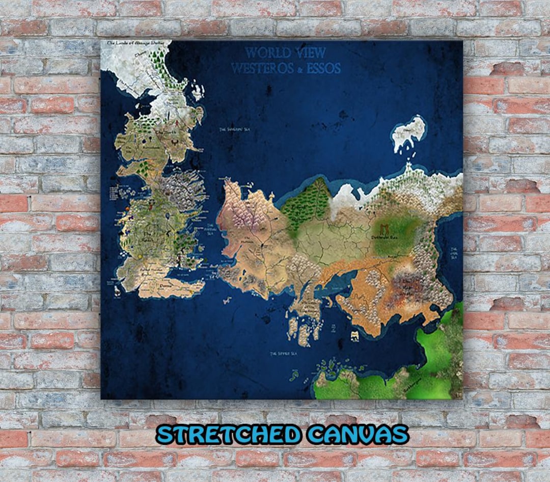 Westeros Map Art,framed Map Art, Large Canvas,westeros and Essos Map ...