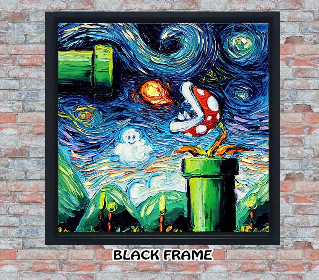 Mario Bros Starry Night, Mario World Starry Night Printed, Mario Poster ...