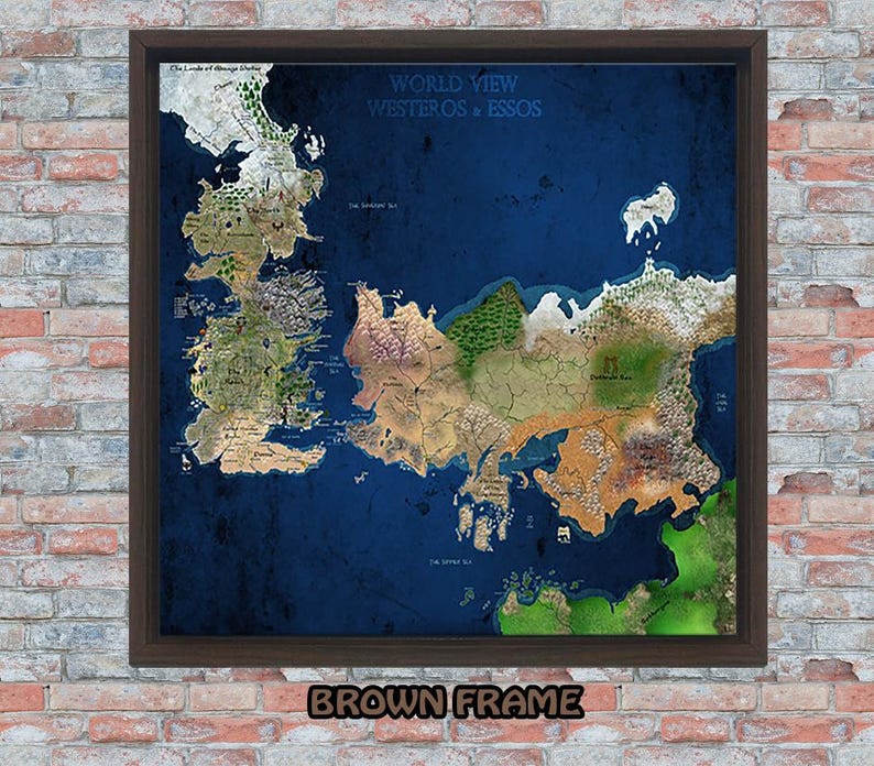 Westeros Map Art,framed Map Art, Large Canvas,westeros and Essos Map ...