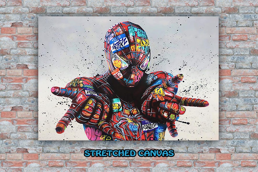 Spider Man Graffiti Canvas,spider Man Poster,super Hero Wall Decor ...