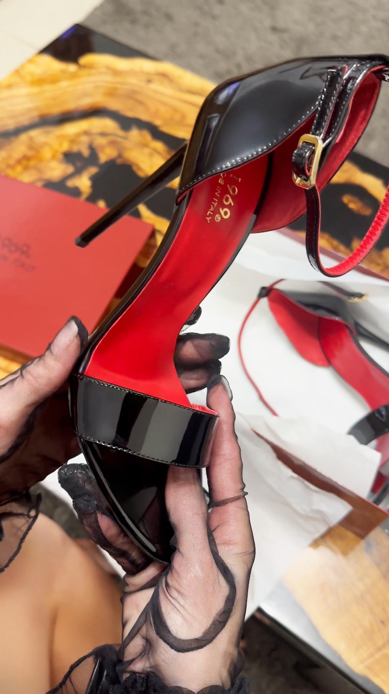 1969 Made in Italy Stiletto High Heels Pigalle Style Leather Sandals ...