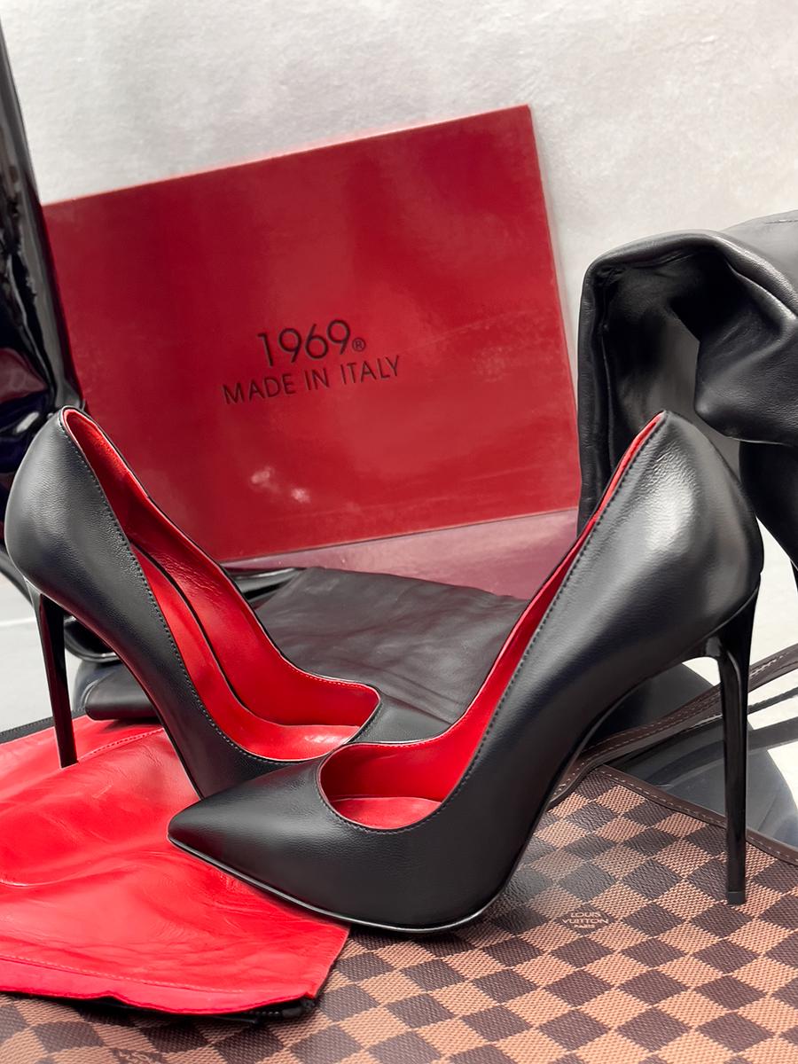 1969 Made in Italy Stiletto High Heels Pigalle Style Leather Pumps ...