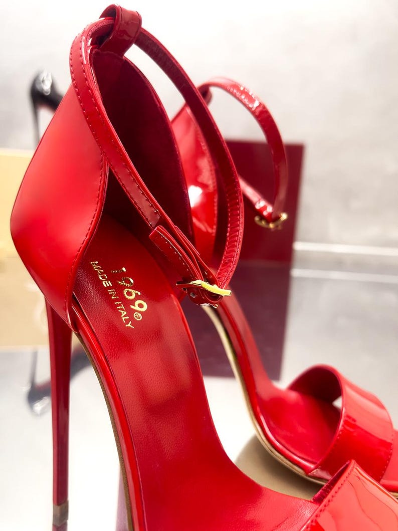 1969 Made in Italy Stiletto High Heels Pigalle Style Leather Sandals ...