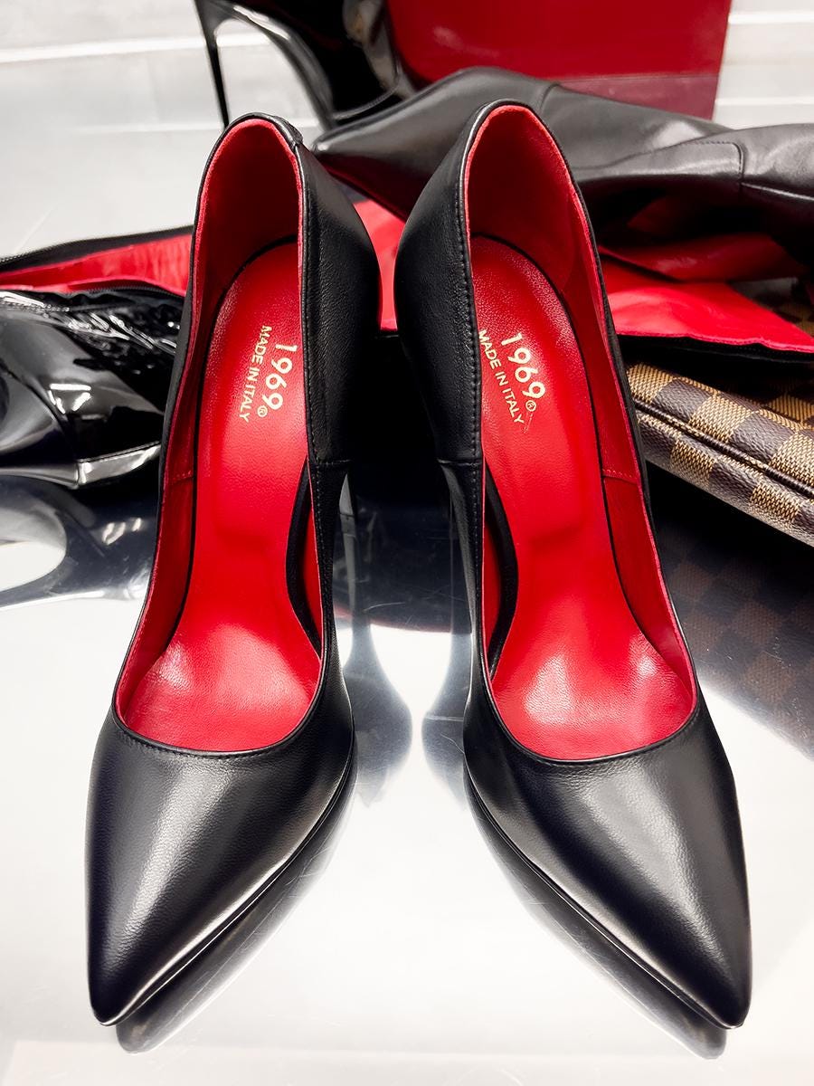 1969 Made in Italy Stiletto High Heels Pigalle Style Leather Pumps ...