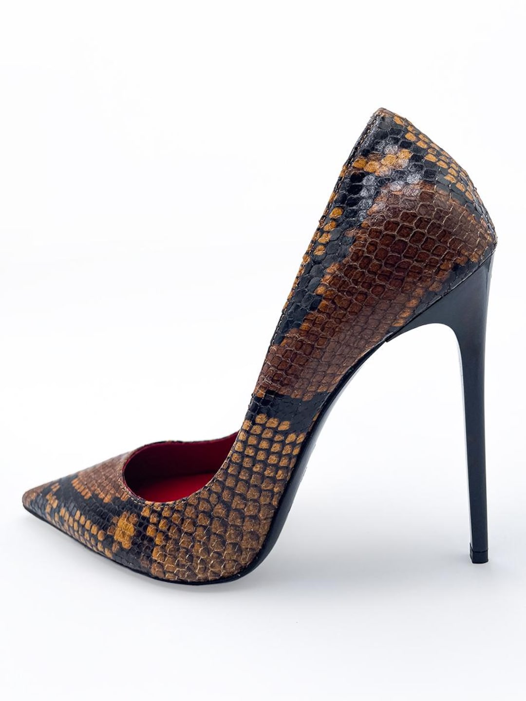 1969 Made in Italy Anouk High Heels Pumps Z107 Python Stamp Leather 35 ...