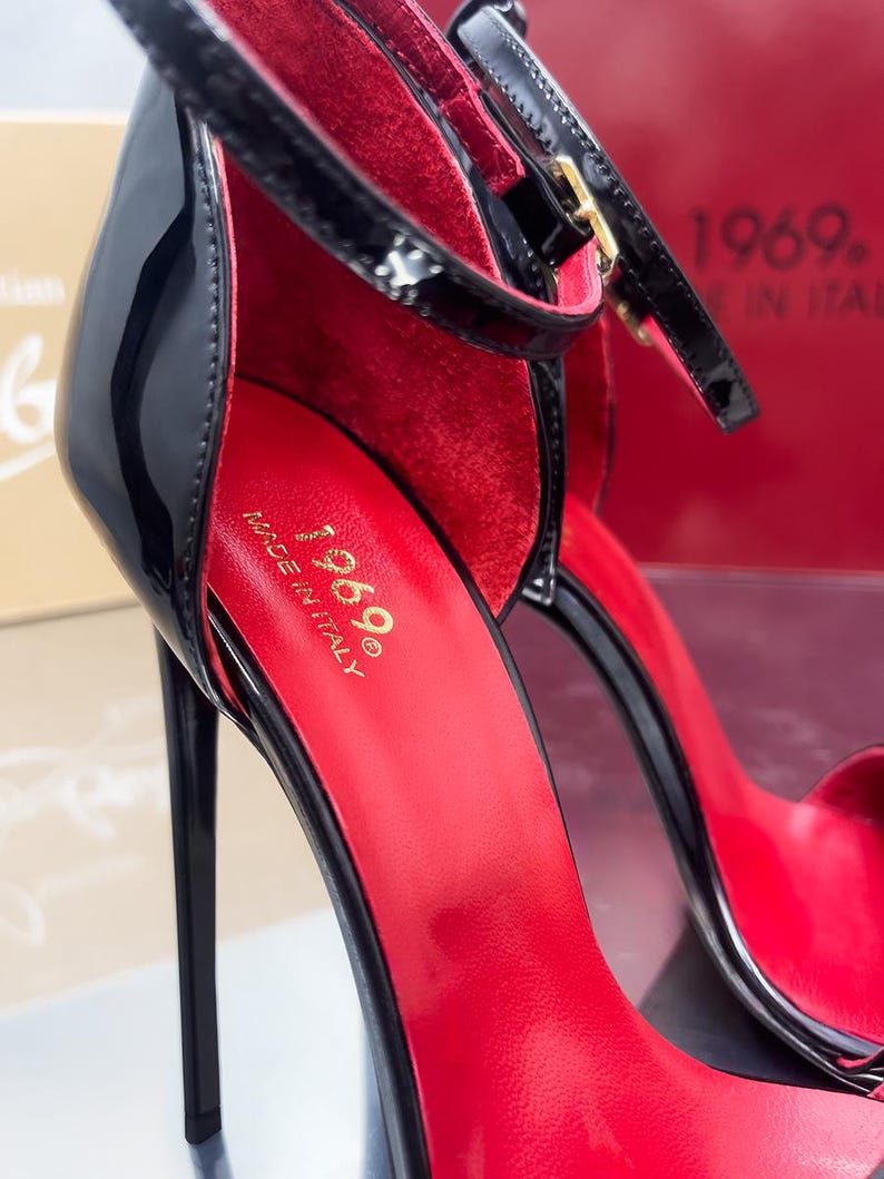 1969 Made in Italy Stiletto High Heels Pigalle Style Leather Sandals ...