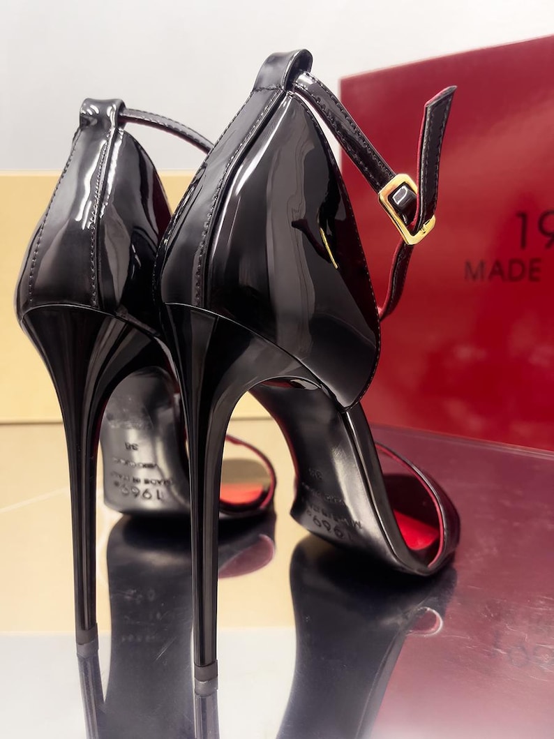1969 Made in Italy Stiletto High Heels Pigalle Style Leather Sandals ...