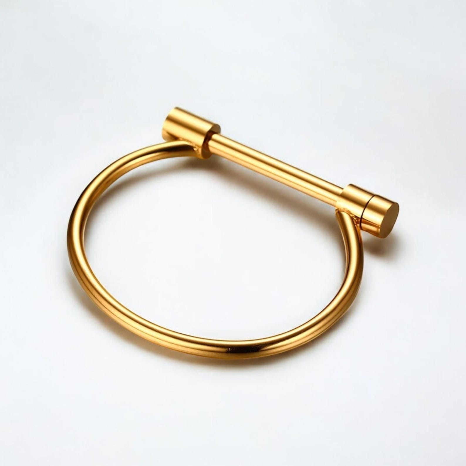 Minimalist Stainless Steel Cuff Bracelet, D-shape Shackle Screw Bangle ...