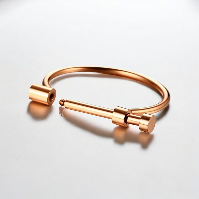 Minimalist Stainless Steel Cuff Bracelet, D-shape Shackle Screw Bangle ...