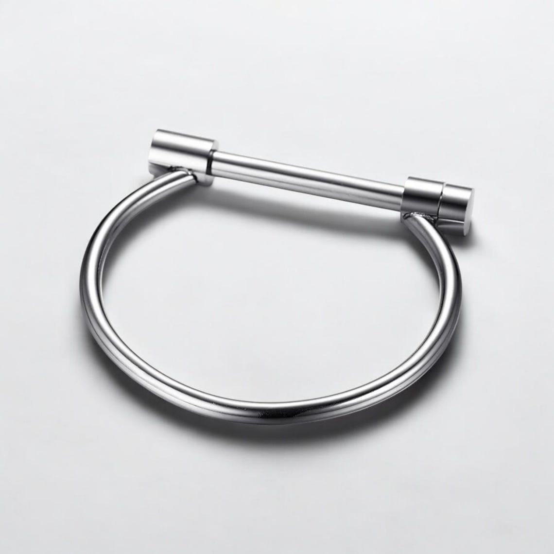 Minimalist Stainless Steel Cuff Bracelet, D-shape Shackle Screw Bangle ...