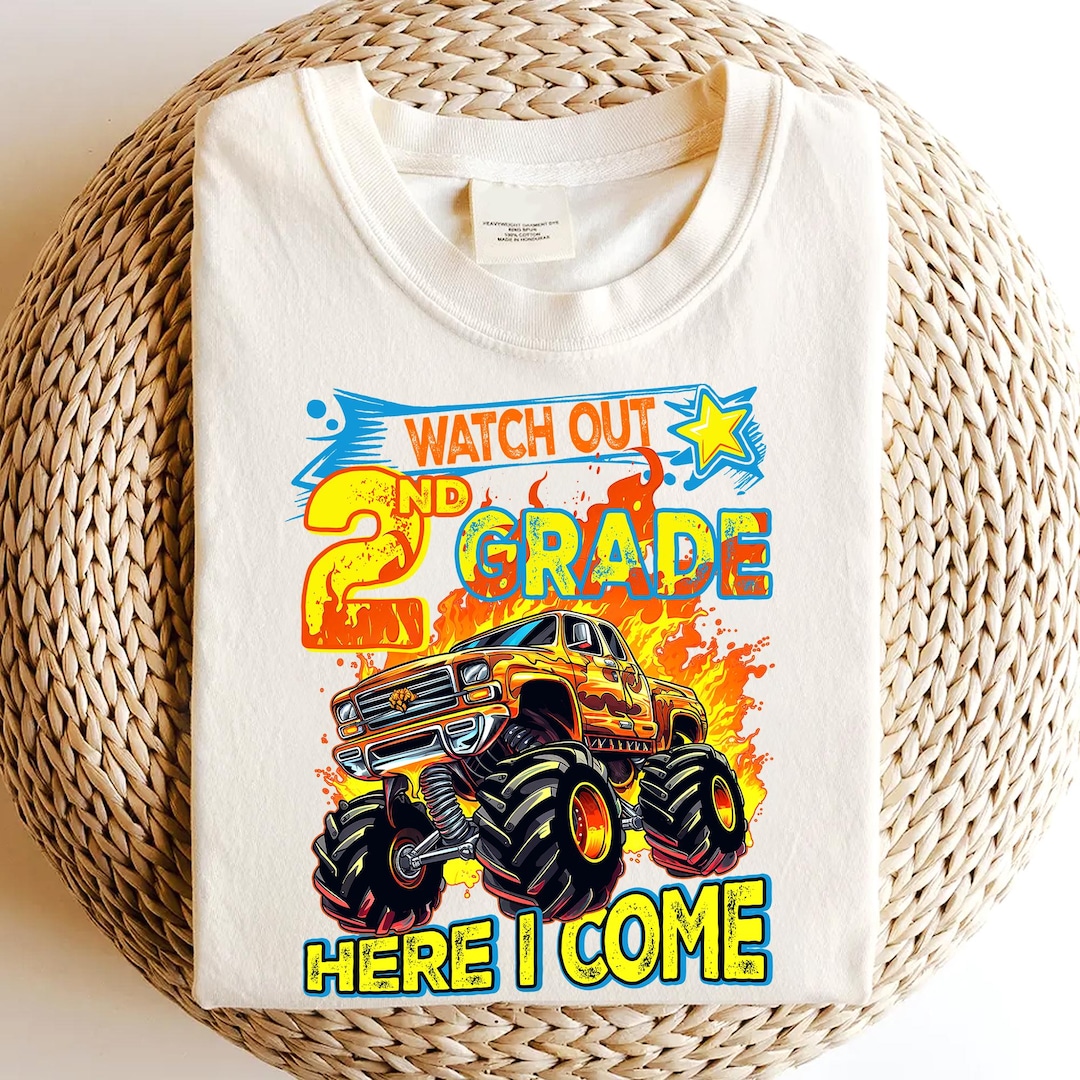 2nd Grade Monster Truck PNG: Back to School Outfit (digital Download - Etsy