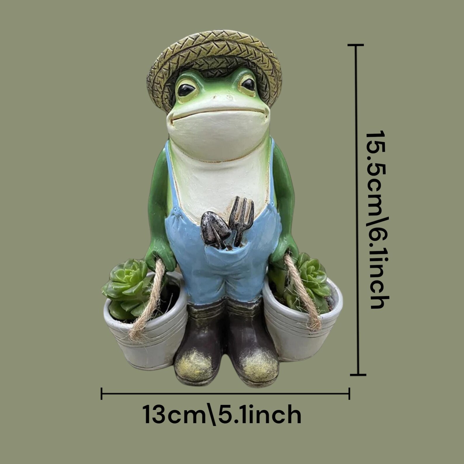 Frog Garden Statue, Gardener Garden Sculpture, Lawn Ornament, Outdoor ...