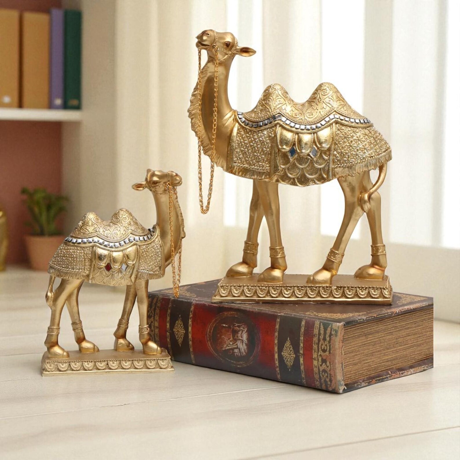 2 Golden Camel Statues – Luxury Desert-inspired Home Decor ...