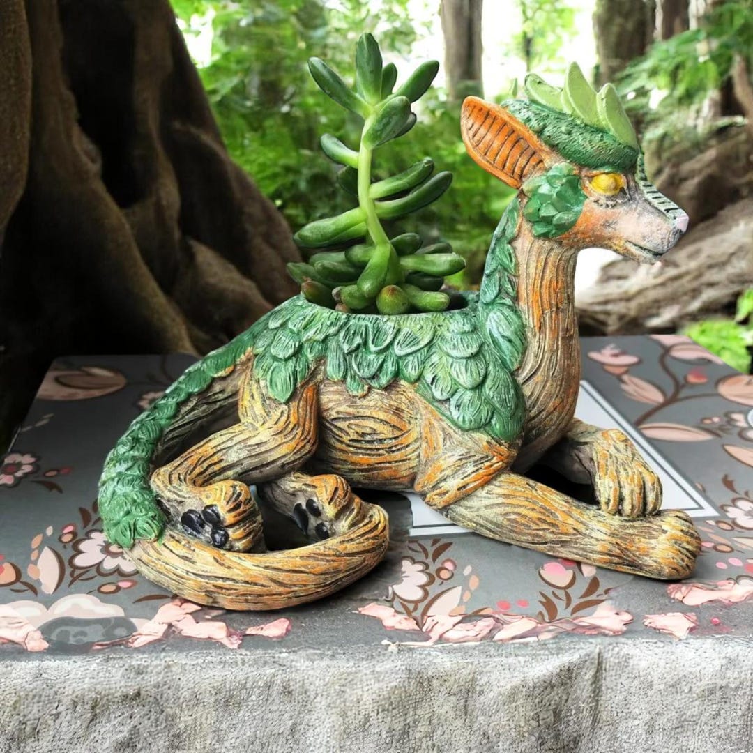 Dragon Planter Statue – Cool Fantasy Garden Decor for Plants | Unique ...