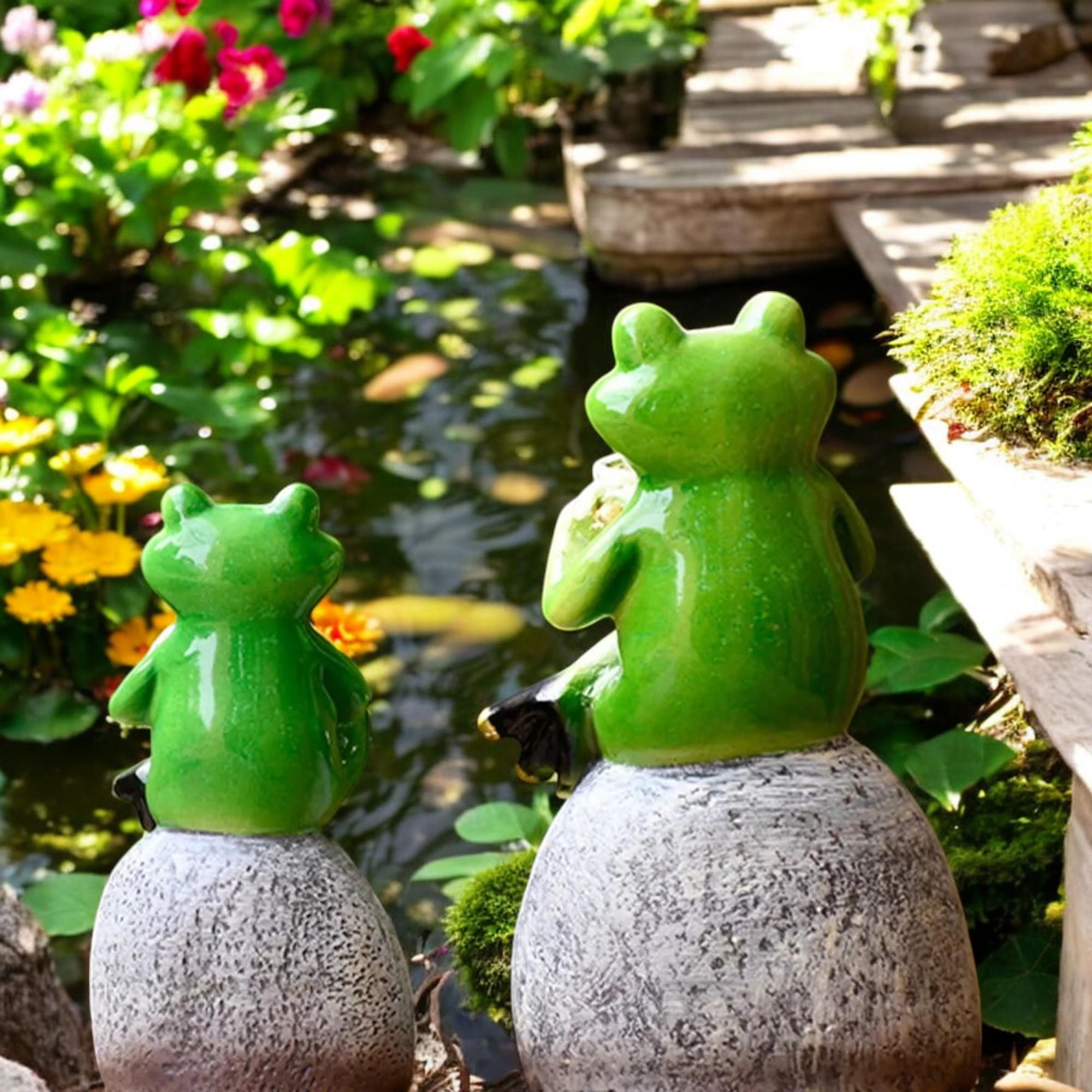 Frog Coffee Statue: Quirky Resin Garden Decor - Etsy