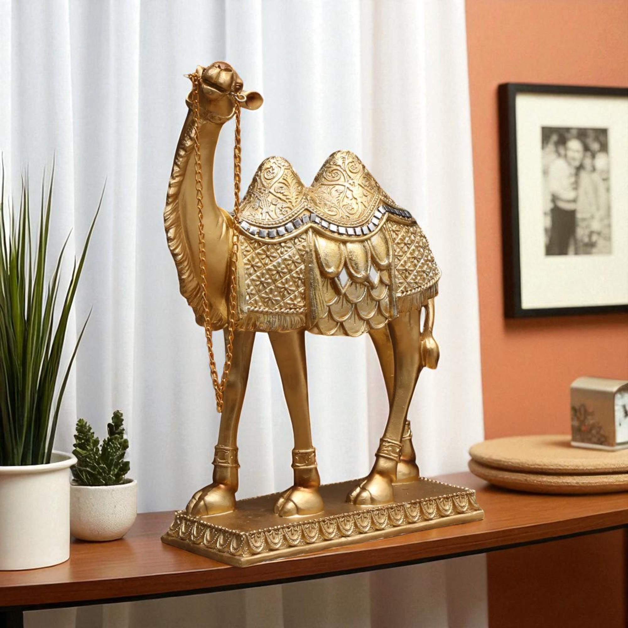 2 Golden Camel Statues – Luxury Desert-inspired Home Decor ...