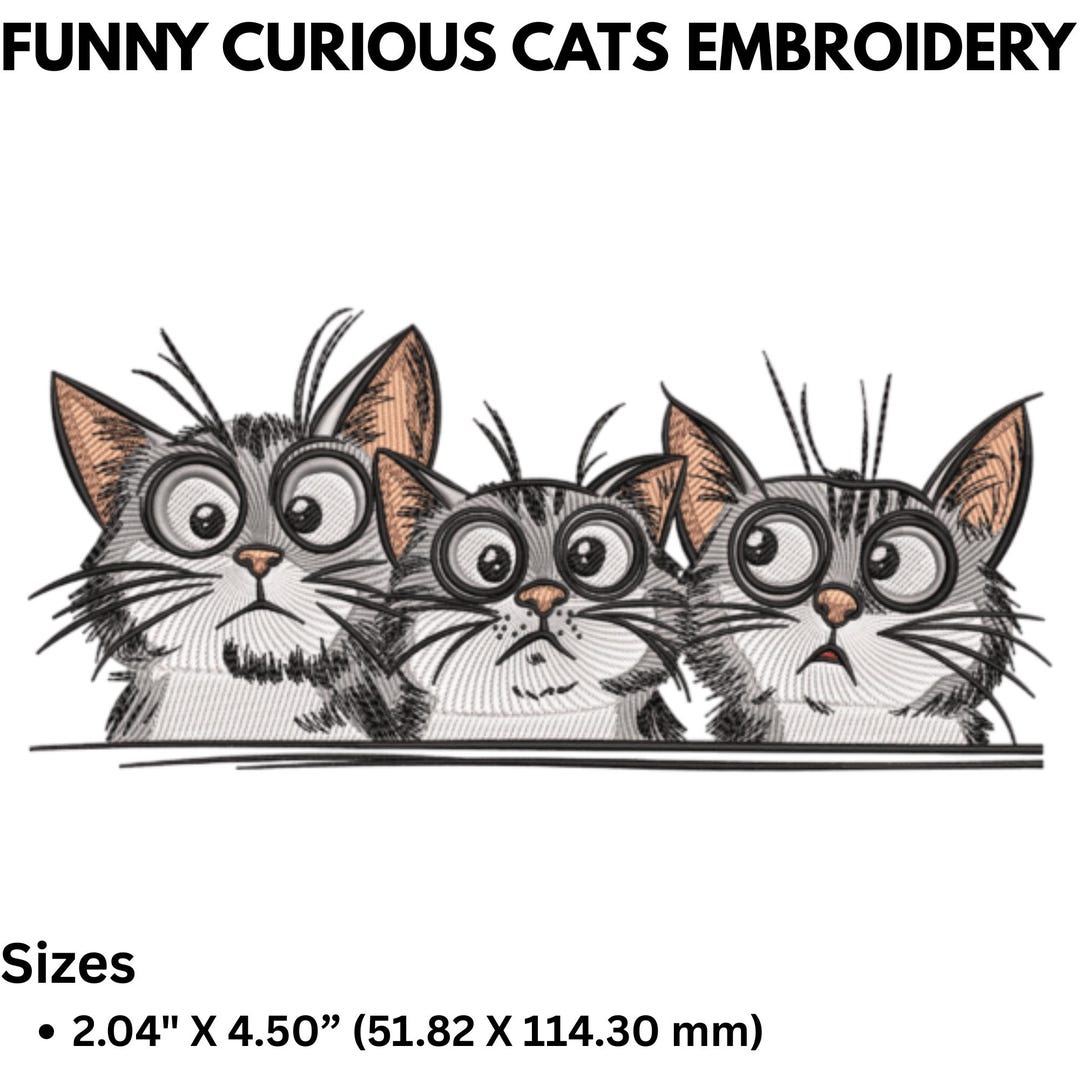 Cats Machine Embroidery Design, Crazy Cats Embroidery Design, 5 Sizes ...