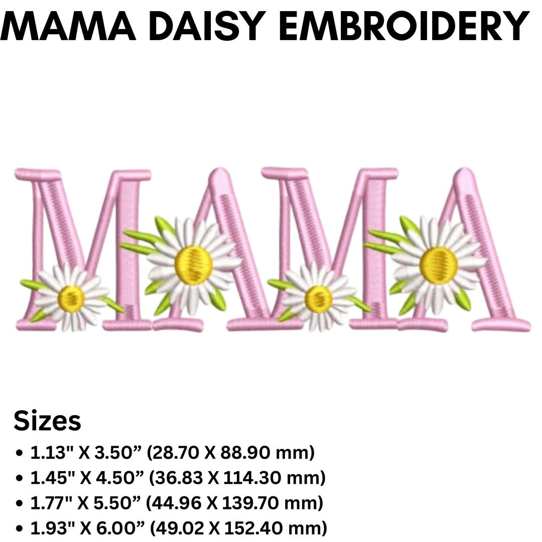 Mama Daisy Embroidery Design, Mama Embroidery, Floral Embroidery, Daisy ...