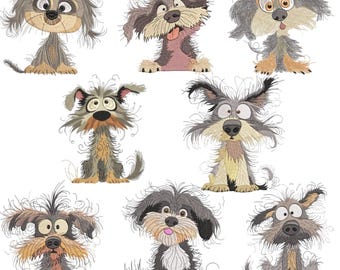 Funny Crazy Dogs Machine Embroidery Design: 5 Sizes (instant Download ...