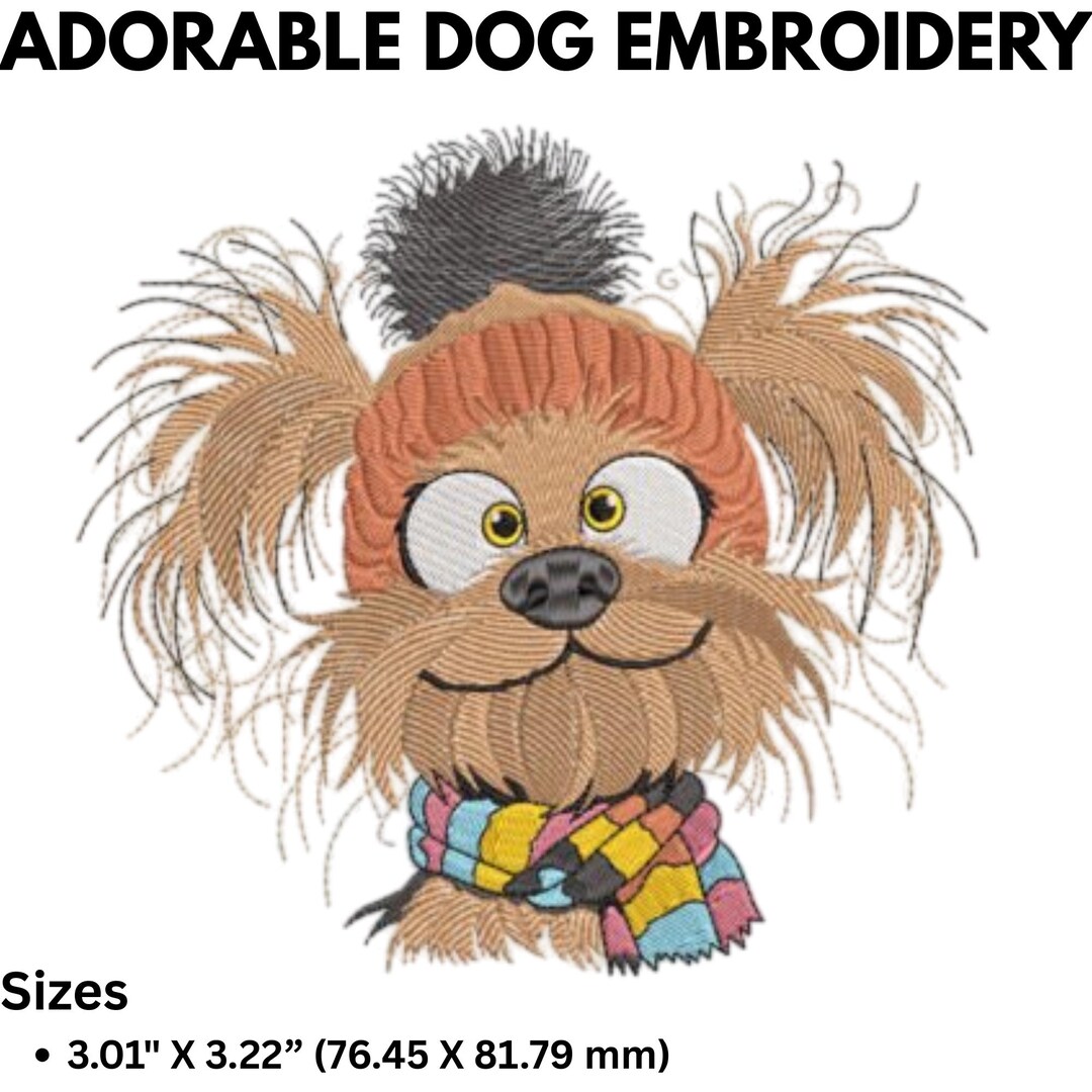 Adorable Dog Machine Embroidery Design, Crazy Dog Embroidery Design, 5 ...