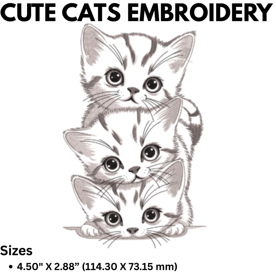 Cute Cats Machine Embroidery Design, Pet Digitized Pattern, Cat Lovers ...