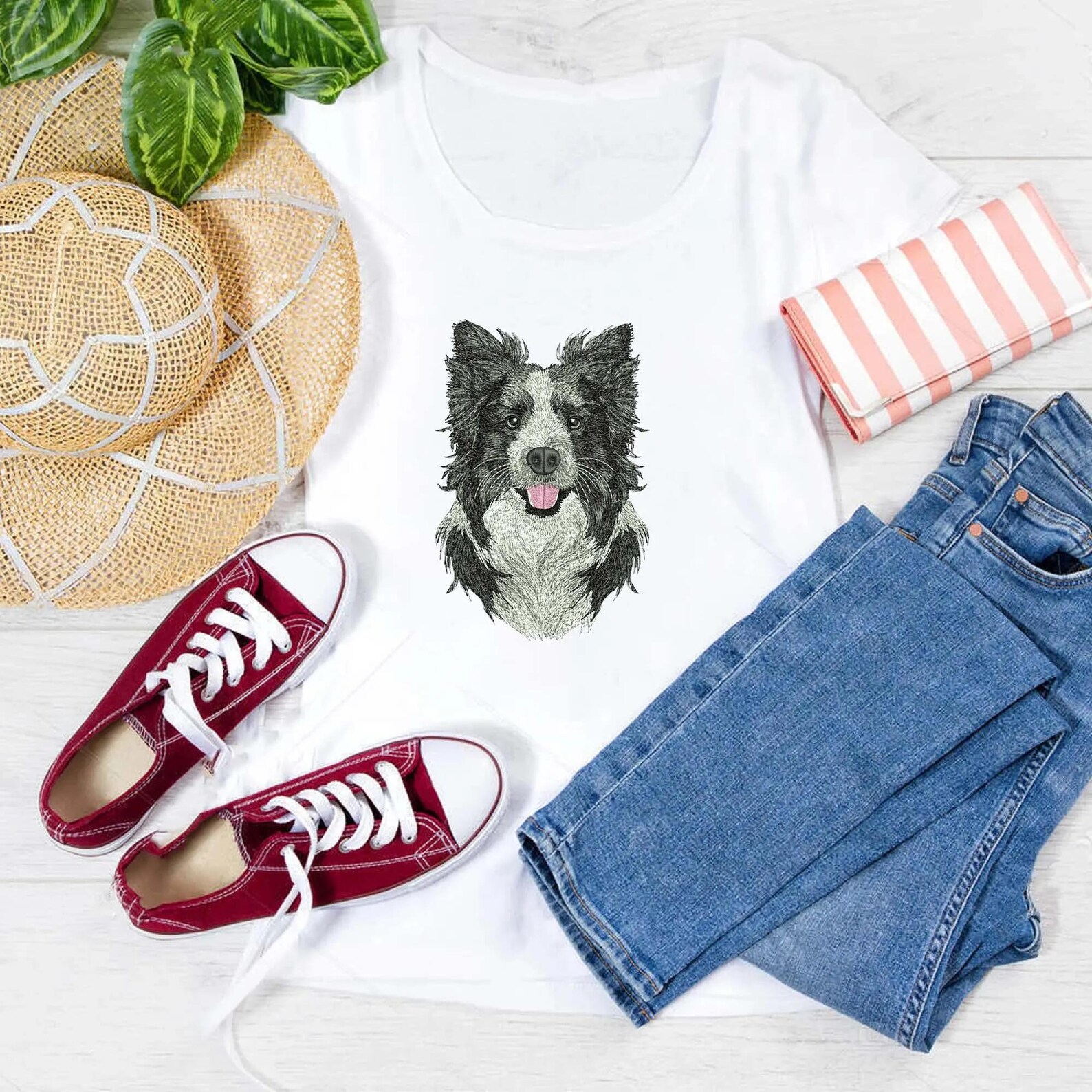 Border Collie Embroidery Design, Dog Machine Embroidery Pattern, Pet ...