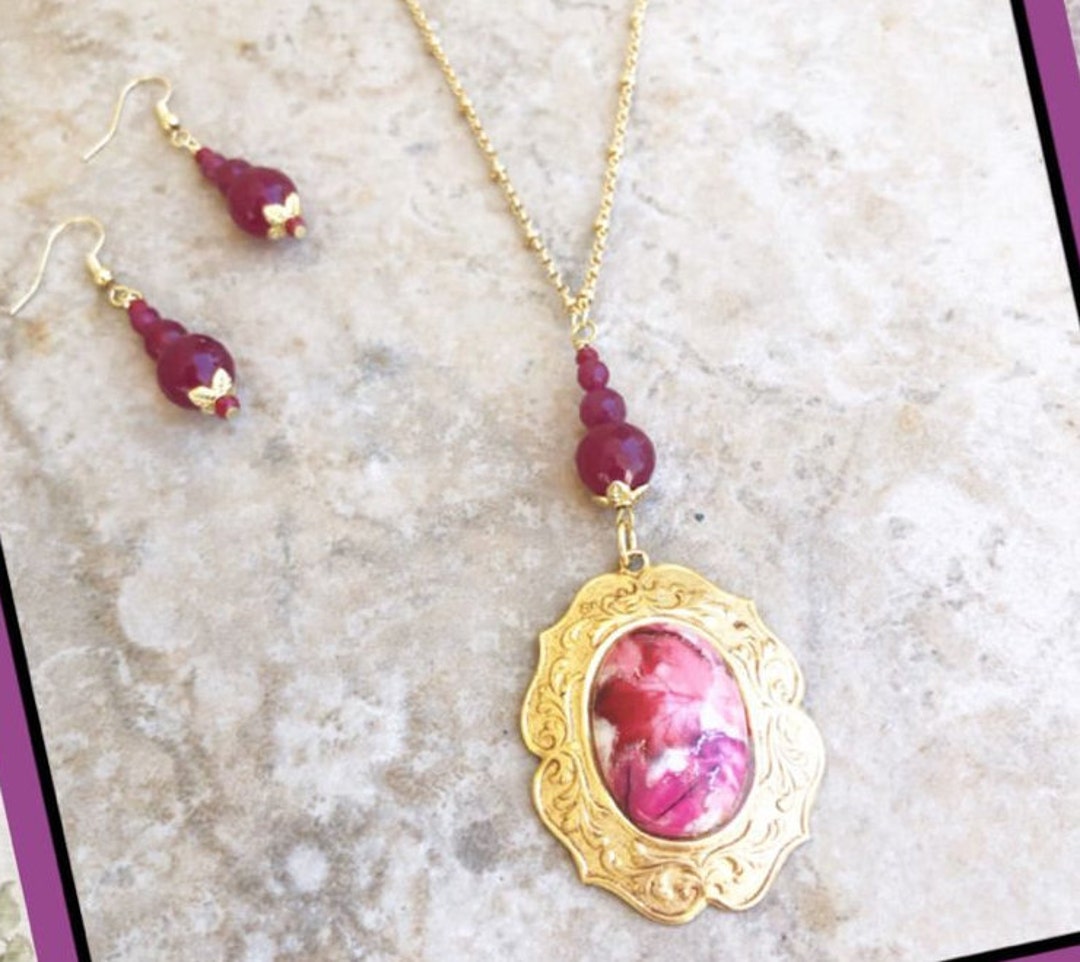 Necklace Set, Rose and Pink Color Jewelry, Perfect Gift, One of a kind ...