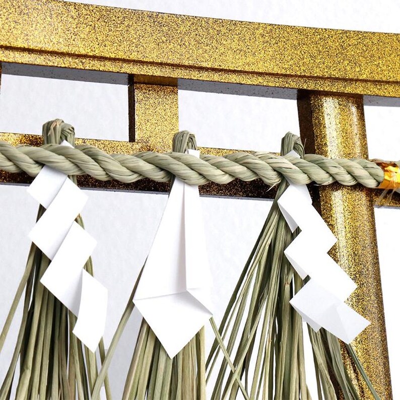 Shinto Golden Shrine Torii Gate With Shimenawa Premium Gold Glitter ...