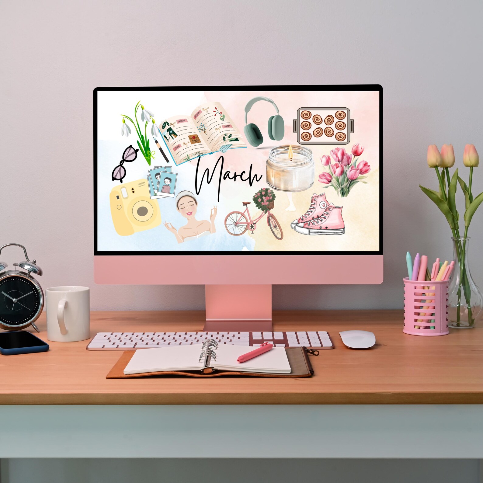 Spring Desktop Wallpaper | Aesthetic March Computer Background | Cute ...