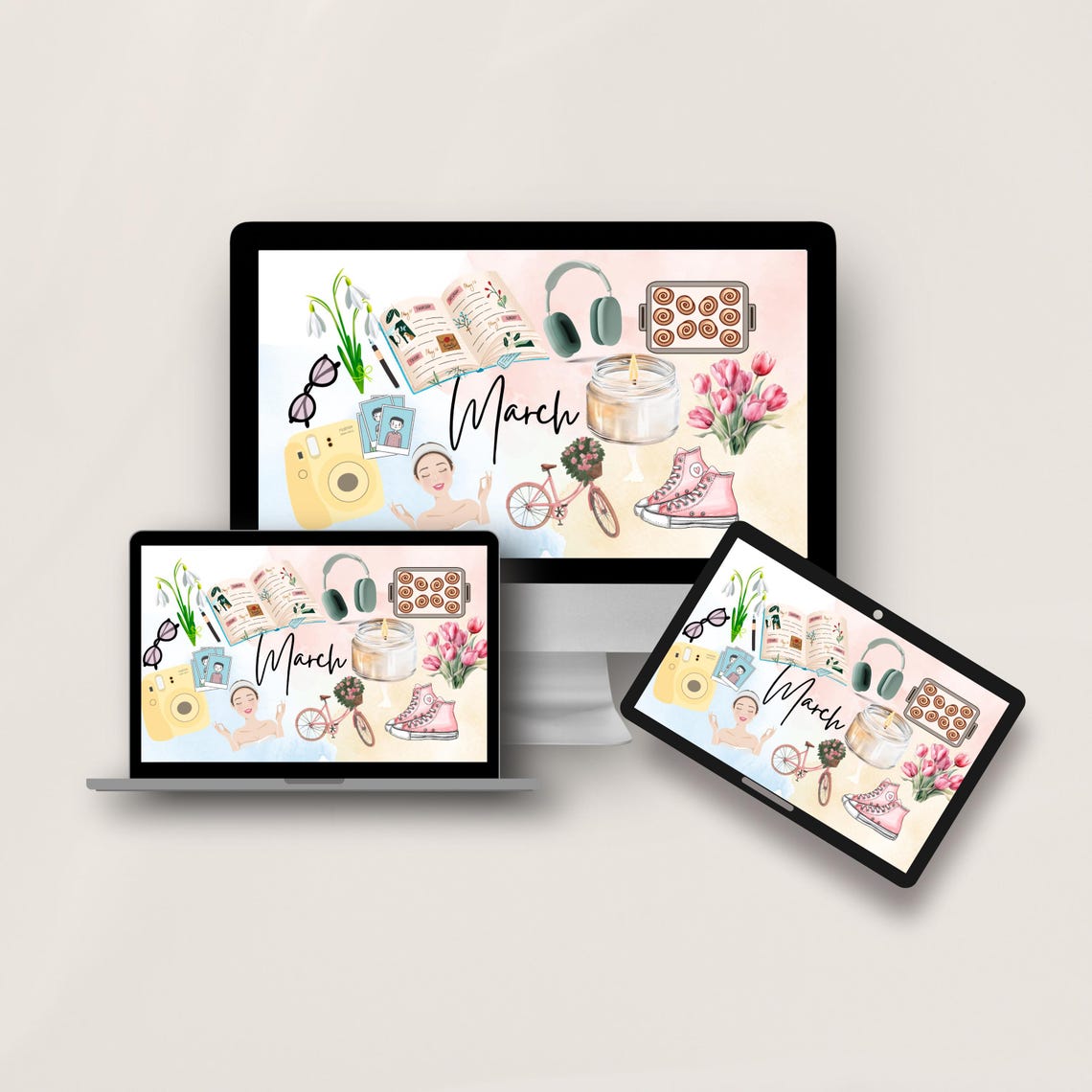 Spring Desktop Wallpaper | Aesthetic March Computer Background | Cute ...
