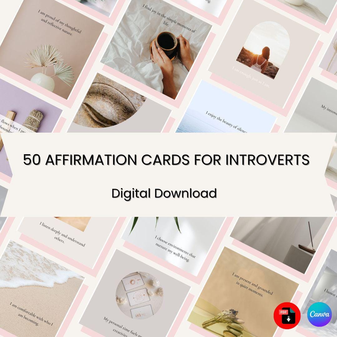 50 Minimalist Digital Affirmation Cards for Introverts - Etsy