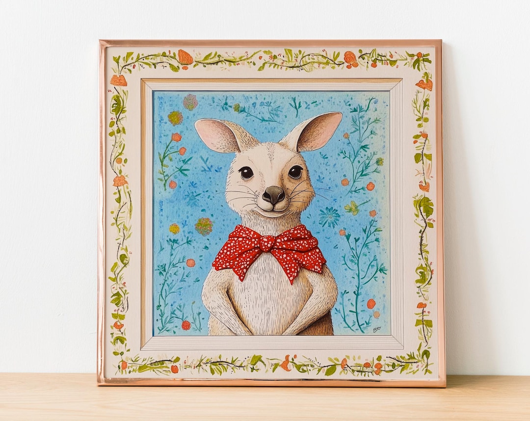Stylish Kangaroo - Square Nursery Art - Quirky Outback Animal Decor - Etsy