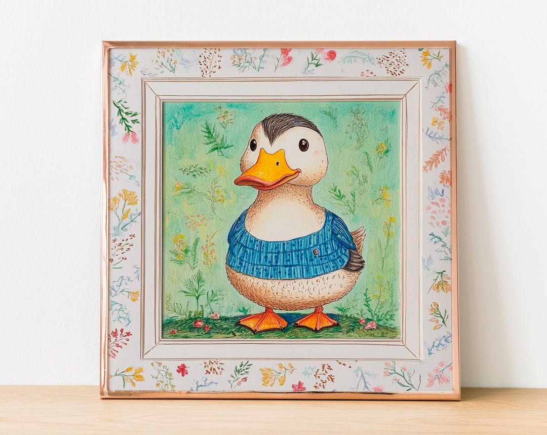 Duck in Fun Attire - Square Nursery Poster - Farm/waterfowl Kids’ Decor ...