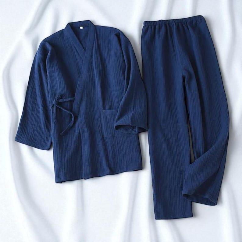Kimono Pyjama Set for Women and Men, Two-piece Yukata Loungewear for ...